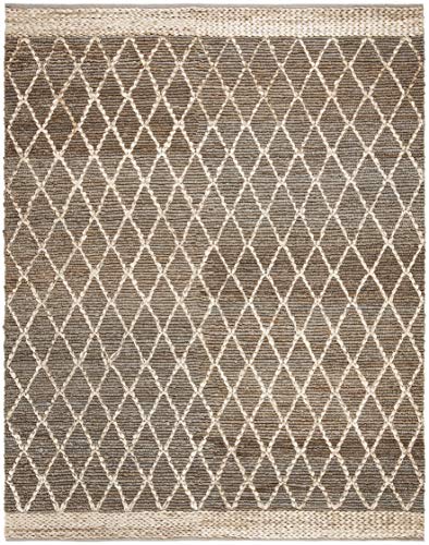 SAFAVIEH Natural Fiber Collection 9' x 12' Grey NF951F Handmade Boho Moroccan Trellis Jute Area Rug