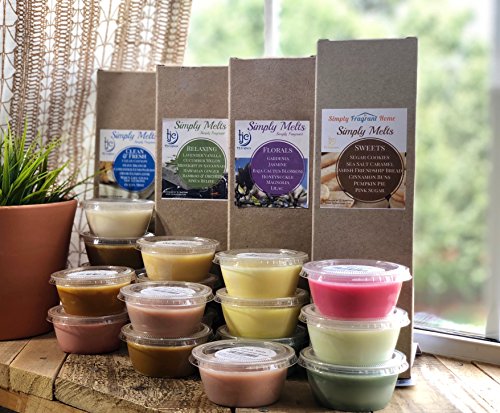 Scented Wax Melts Variety Pack - Hand Poured Natural Soy Candle Wax Melts for Warmers, 6 Resealable Cups (2.2 Ounces Each, 13.2 Ounces Total),Up to 40 Hours of Scent Throw Per Quarter Cup (Sweets)
