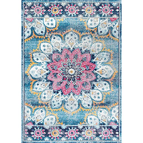 nuLOOM Kiyoko Vintage Floral Area Rug, 6' 7" x 9', Turquoise