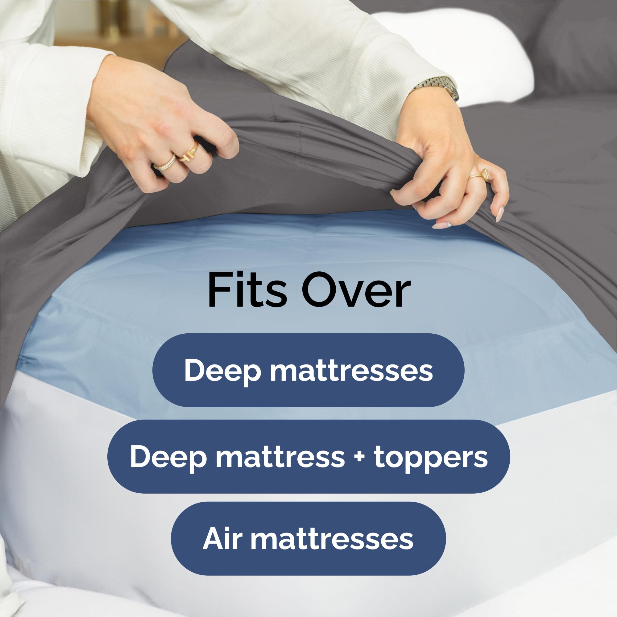 Extra Deep Cal King Fitted Sheet - Hotel Luxury Single Fitted Sheet Only - Easily Fits 18 inch to 24 inch Mattress - Ultra Soft, Wrinkle Free with Extra Deep Pockets - Breathable & Comfy - Dark Grey