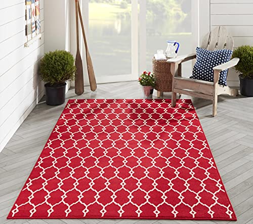Momeni Rugs , Baja Collection Contemporary Indoor & Outdoor Area Rug, Easy to Clean, UV protected & Fade Resistant, 2'3" x 4'6", Red