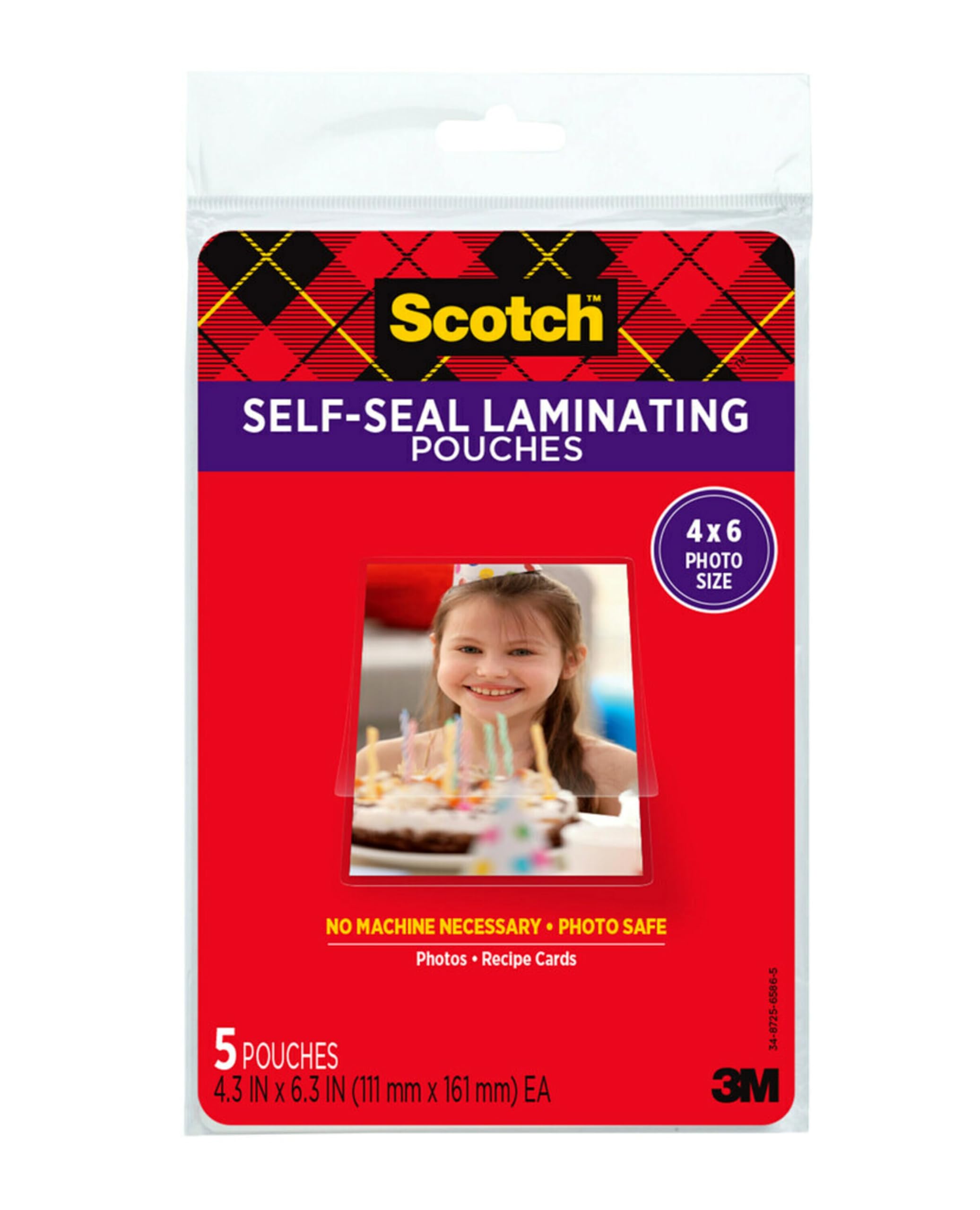 3 Pack of 5 Scotch 4 x 6 Inches Self-Sealing Laminating Pouches