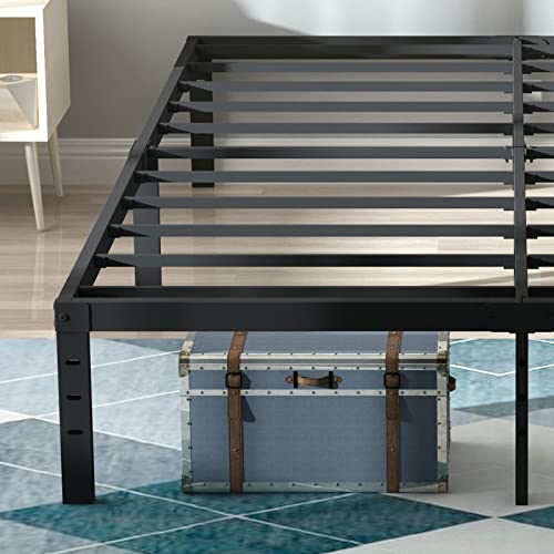 Rooflare Full Bed Frame 18 Inch Tall 9 Legs Max 3500lbs Heavy Duty Metal Full Size Platform for Boys Girls Kids No Box Spring Needed Black Easy to Assemble-Black