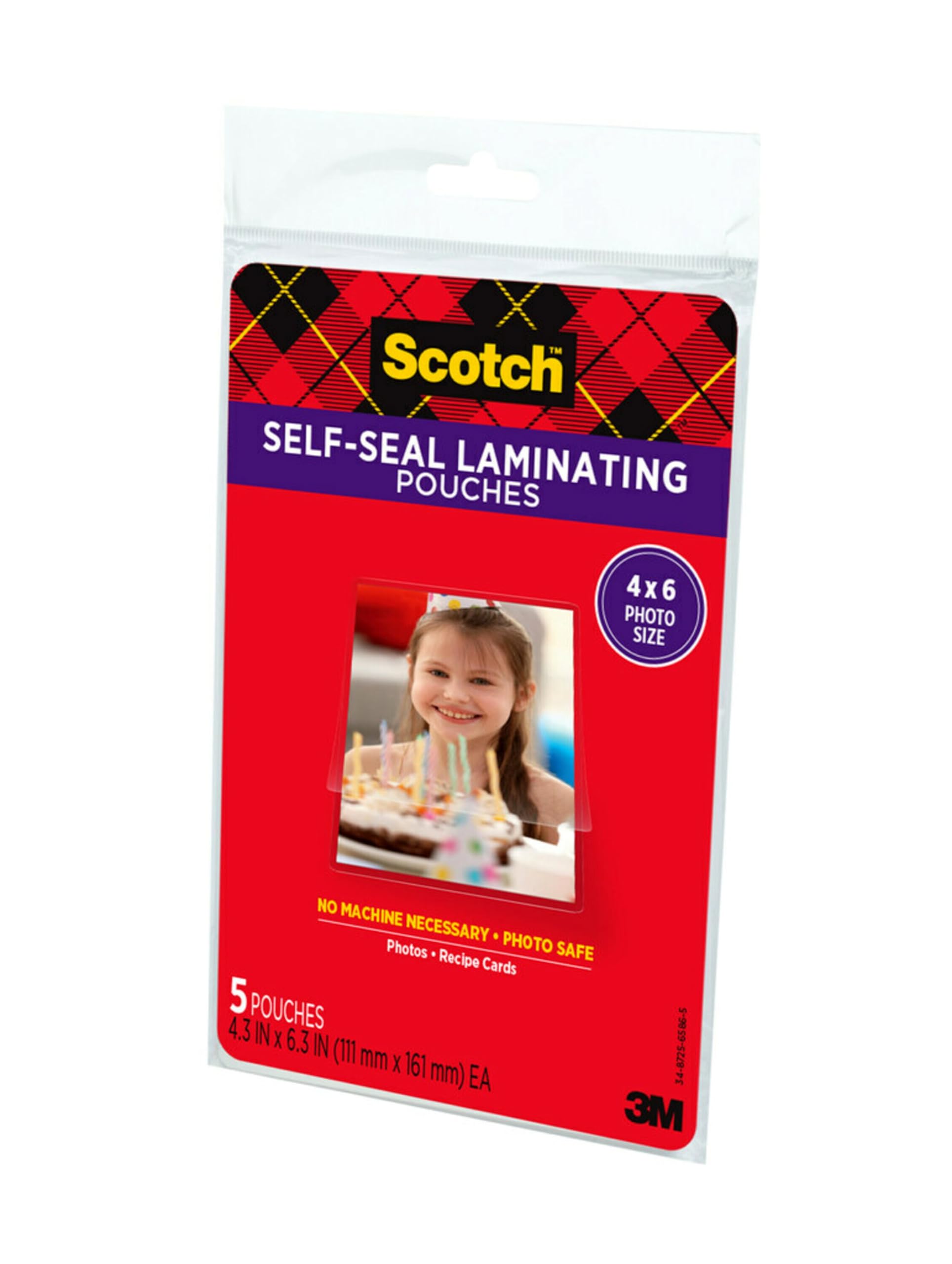 3 Pack of 5 Scotch 4 x 6 Inches Self-Sealing Laminating Pouches