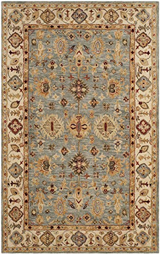 SAFAVIEH Antiquity Collection 5' x 8' Blue/Ivory AT847A Handmade Traditional Oriental Premium Wool Area Rug