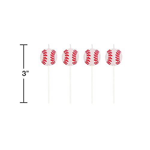 Creative Converting 4 Count Sports Fanatic Baseball Shaped Pick Candles -