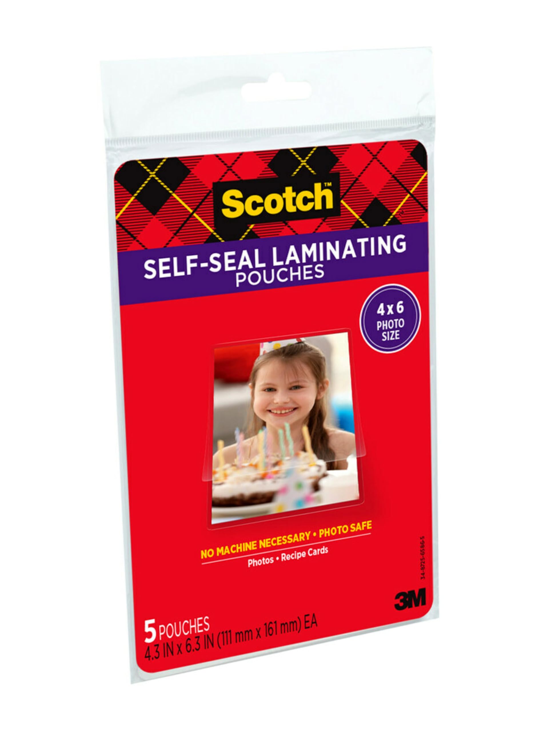 3 Pack of 5 Scotch 4 x 6 Inches Self-Sealing Laminating Pouches