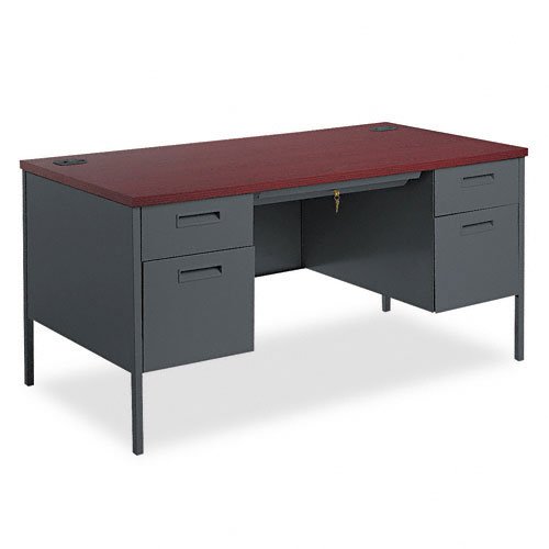 HON 60" Metro Series Classic Double Pedestal Desk, in Mahogany/Charcoal (HP3262)