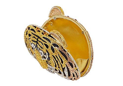 nice buy Lady Dazzle Full Diamond Clutch Tiger Head Evening Bag Bling Rhinestone Chain Cross Body Bag Animal Purse (Gold 1), Medium