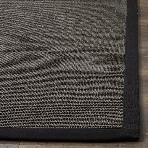 SAFAVIEH Natural Fiber Collection 2' x 6' Charcoal / Charcoal NF441D Border Sisal Runner Rug