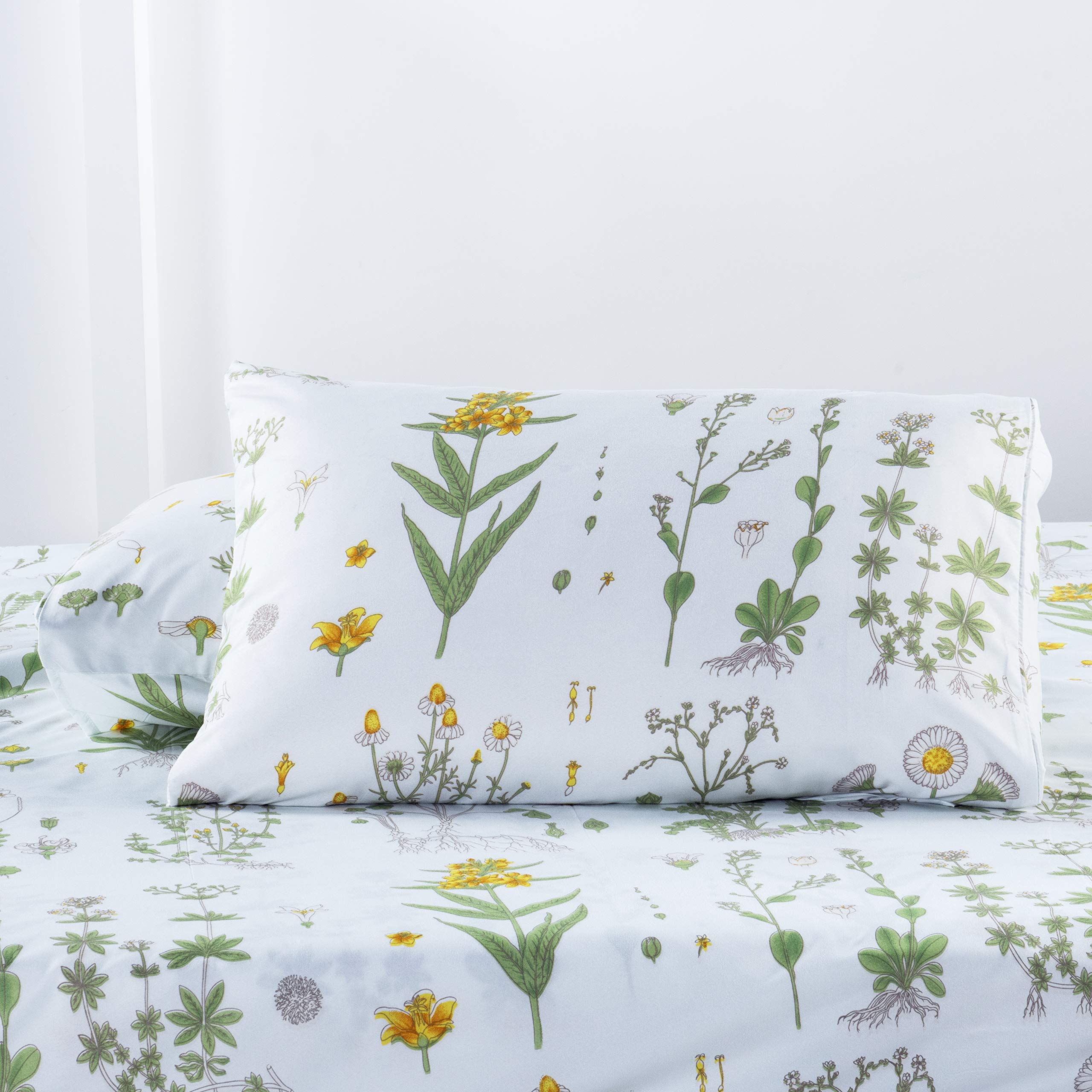 GETIANN Floral Duvet Cover Set Full/Queen Comforter Cover Set Spring Plant Printed 90"x90"(1 Comforter Cover and 2 Pillow Shams Soft Bedding Set