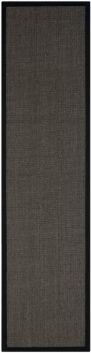 SAFAVIEH Natural Fiber Collection 2' x 6' Charcoal / Charcoal NF441D Border Sisal Runner Rug