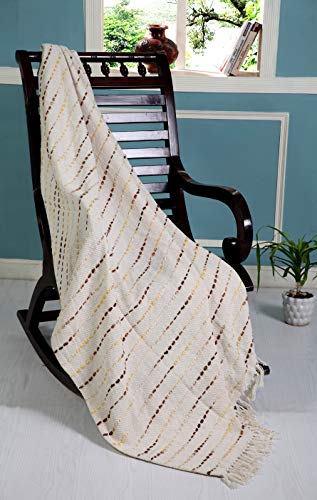LR Home Soft Luxury Handmade Boho Striped Throw Blanket with Fringe 50" x 60"