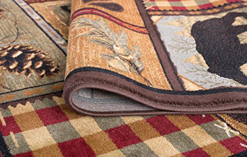Homespun Cabin Novelty Lodge Pattern Multi-Color Scatter Mat Rug, 2' x 3'