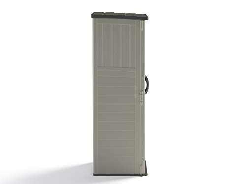 Suncast Vertical Tool Shed - Outdoor Storage Shed for Backyards and Patios - 20 Cubic Feet Capacity for Long Handled Tools and Garden Accessories