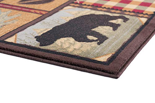 Homespun Cabin Novelty Lodge Pattern Multi-Color Scatter Mat Rug, 2' x 3'