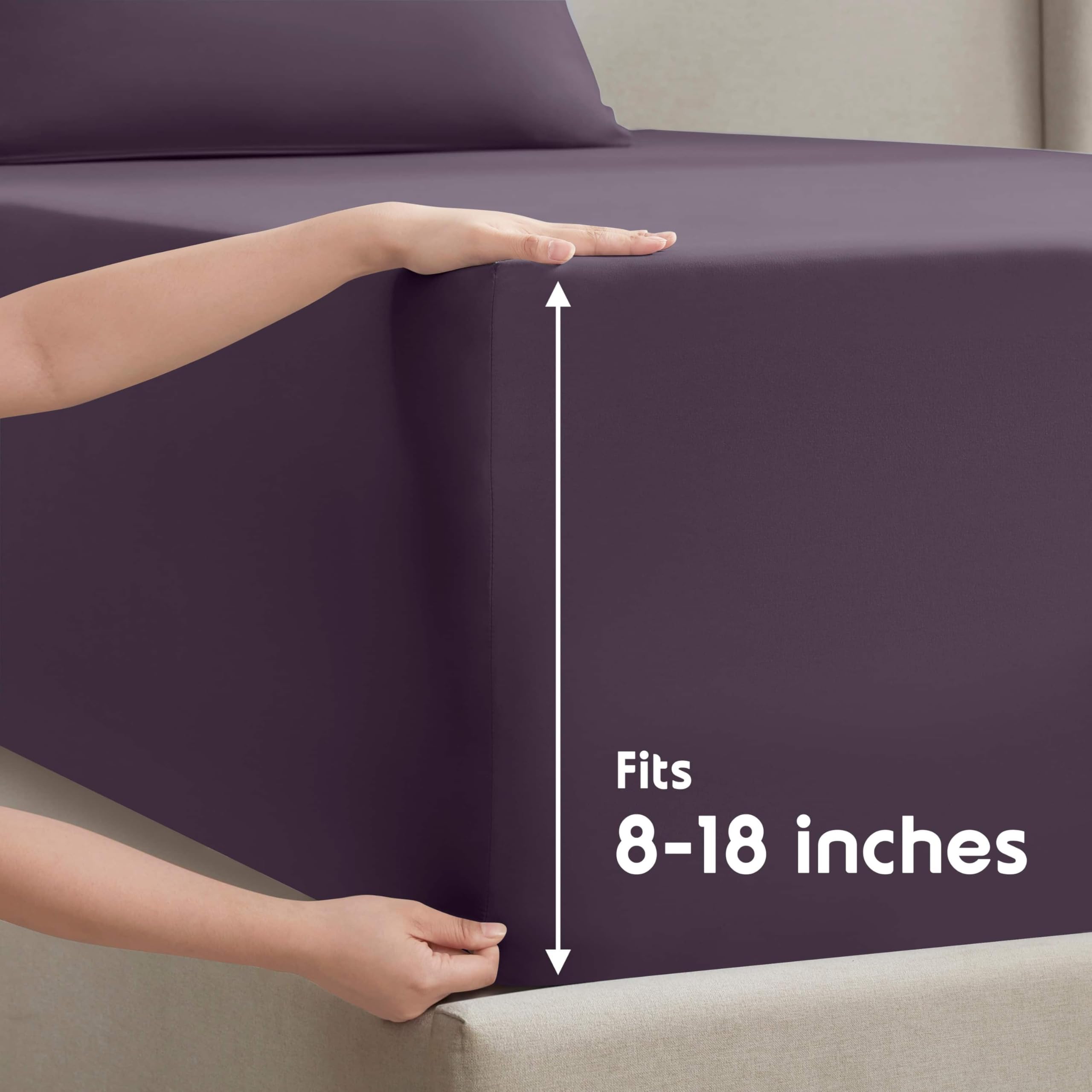 Nestl RV Short Queen Sheet Set - 4 Piece Bed Sheets for Short Queen Size Bed, Deep Pocket, Hotel Luxury, Extra Soft, Breathable and Cooling, Purple
