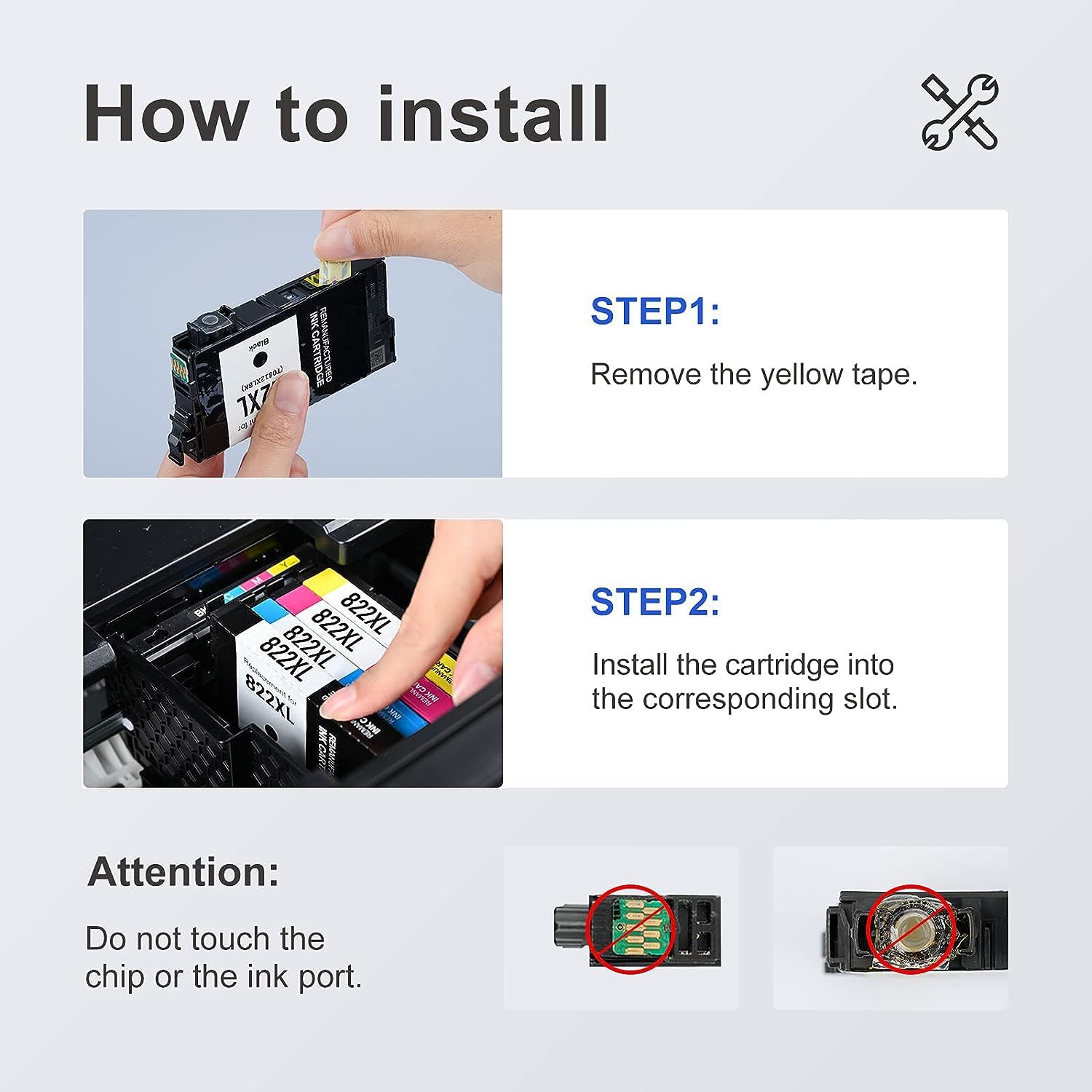 LEMERO UEXPECT Remanufactured Ink Cartridge Replacement for Epson 822XL T822XL 822 XL Combo Pack for Workforce Pro WF-3820 WF-4830 WF-4820 WF-4833 WF-4834 Printer (Black Cyan Magenta Yellow, 4-Pack)