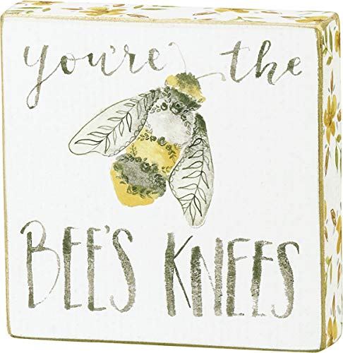 Primitives by Kathy Wood Box Sign, 4" Length x 4" Height x 1" Width, You're The Bee's Knees