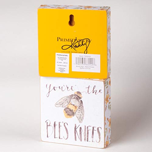 Primitives by Kathy Wood Box Sign, 4" Length x 4" Height x 1" Width, You're The Bee's Knees
