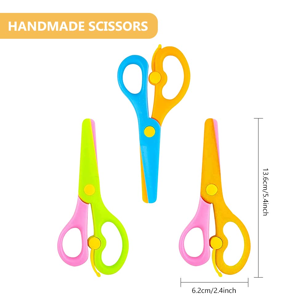 3Pcs Children's Hand Scissors,Kids Scissors,Preschool Training Scissors,Plastic Elastic Scissors,Pre-School Art Craft Kids / School Scissors