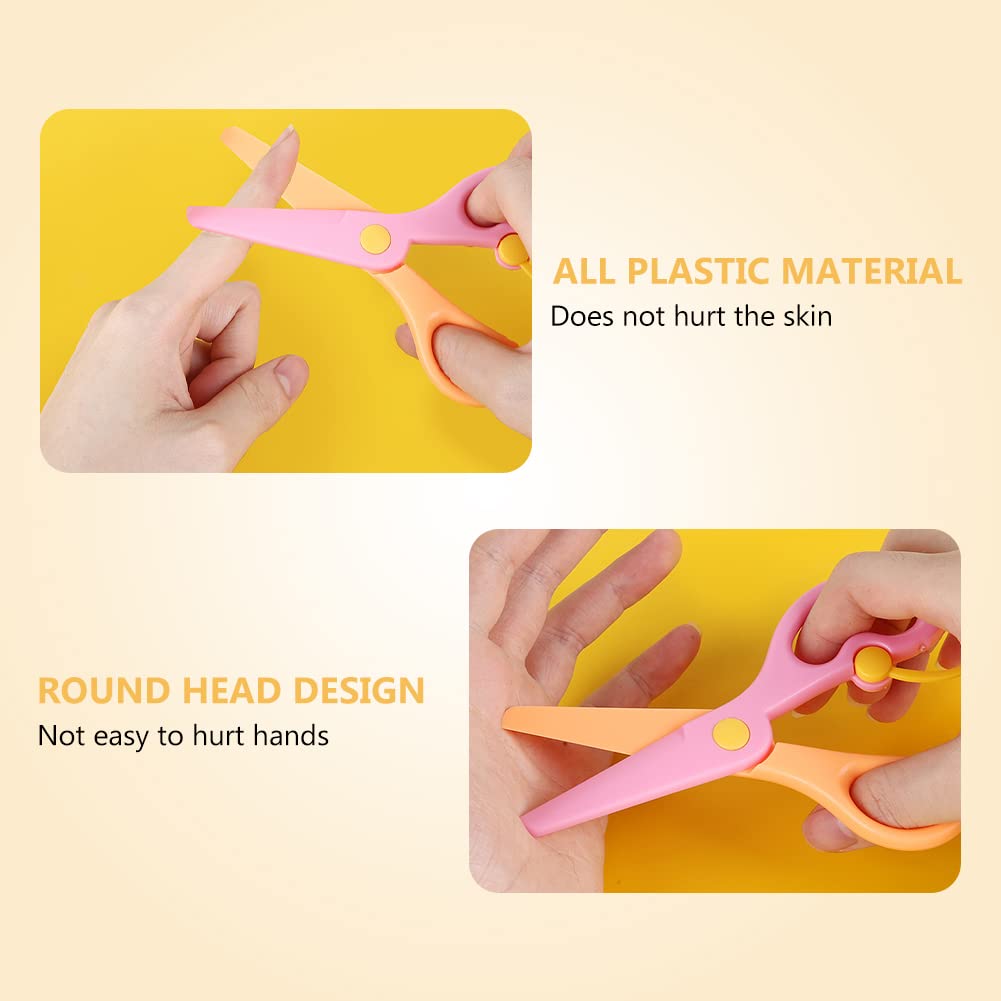 3Pcs Children's Hand Scissors,Kids Scissors,Preschool Training Scissors,Plastic Elastic Scissors,Pre-School Art Craft Kids / School Scissors