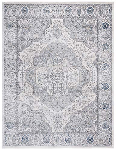 SAFAVIEH Oregon Collection 8' x 10' Ivory/Grey ORE867A Oriental Distressed Non-Shedding Living Room Bedroom Dining Home Office Area Rug