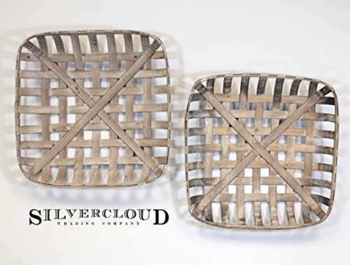 2 Piece Set of Tobacco Baskets, Farmhouse Decor, Med 21" Squares - Silvercloud Trading Co.