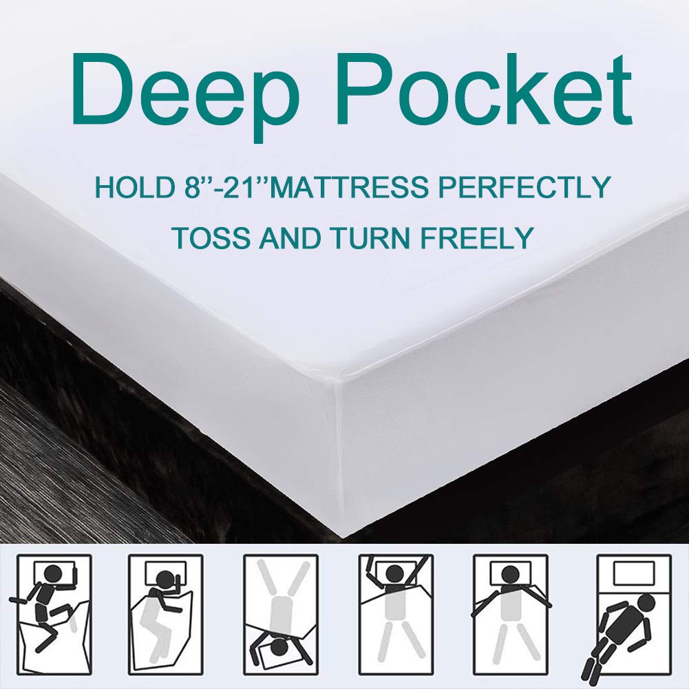 Cozynight Full Size 100% Waterproof Mattress Protector, Breathable, Noiseless, Mattress Cover, Fitted 10"-18" Deep Pocket Bed Cover