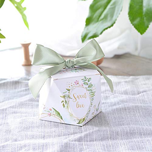 lovecabin Diamond Shape Green Forest Style Candy Boxes Wedding Favors Bomboniere Paper Party Chocolate Gift Box 50pcs Christmas Decorations Thanks 100 Piece Set