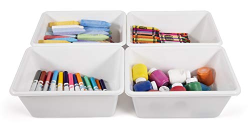 Humble Crew, White Small Plastic Storage Bins, Set of 4