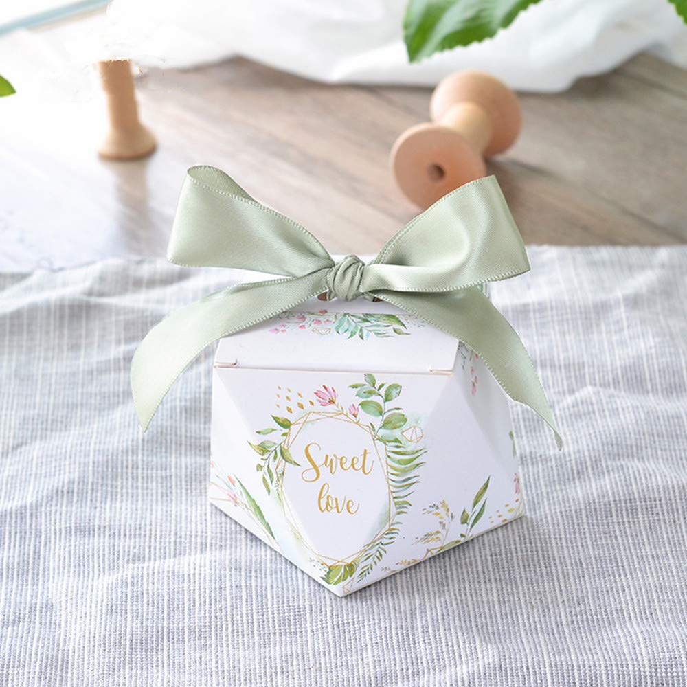 lovecabin Diamond Shape Green Forest Style Candy Boxes Wedding Favors Bomboniere Paper Party Chocolate Gift Box 50pcs Christmas Decorations Thanks 100 Piece Set