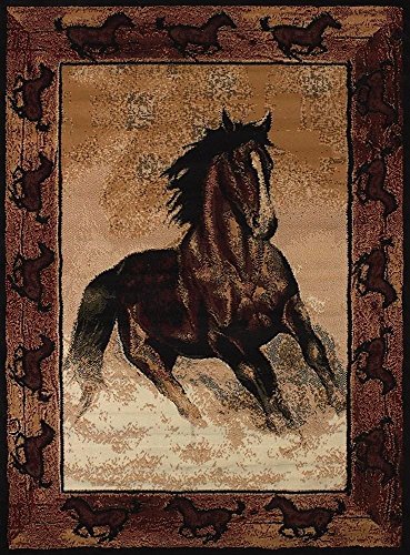 United Weavers Legends Stallion Border Area Rug, 5 ft 3 in x 7 ft 2 in, Multi