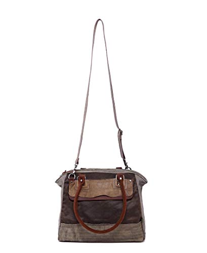 TSD Brand Tapa Canvas Satchel Bag (Grey)