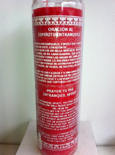 Unstill Spirit (Espiritu Intranquilo) 7 Day 1 Color Unscented Red Candle in Glass