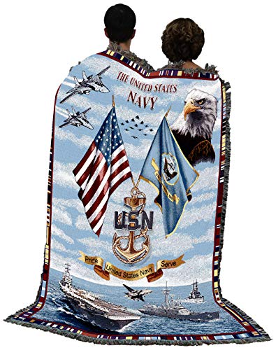 Pure Country Weavers PCW - US Navy Blanket - Gift Military Tapestry Throw Woven from Cotton - Made in The USA (72x54)