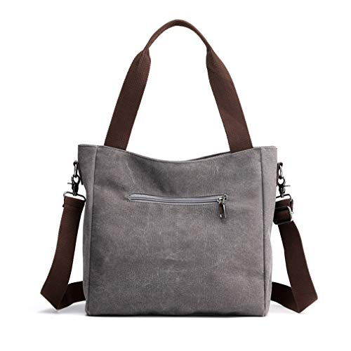 Women's Canvas Shoulder Bags Tote Purses Satchel Work Shopping Crossbody Bag (Grey)