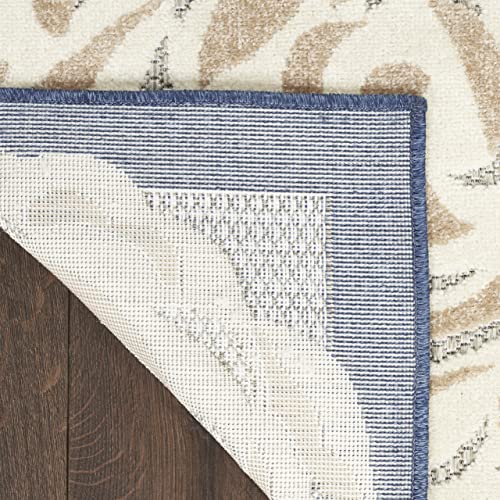 Nourison Aloha Indoor/Outdoor Blue/Grey 3'6" x 5'6" AreaRug, EasyCleaning, Non Shedding, Bed Room, Living Room, Dining Room, Kitchen (4x6)