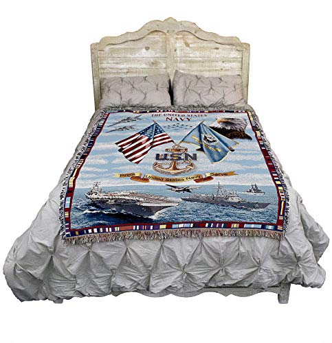 Pure Country Weavers PCW - US Navy Blanket - Gift Military Tapestry Throw Woven from Cotton - Made in The USA (72x54)