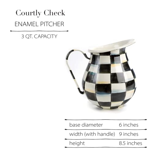 MacKenzie-Childs Courtly Check Enamel Pitcher, Kitchen Counter Decor for Water, Flowers, and More