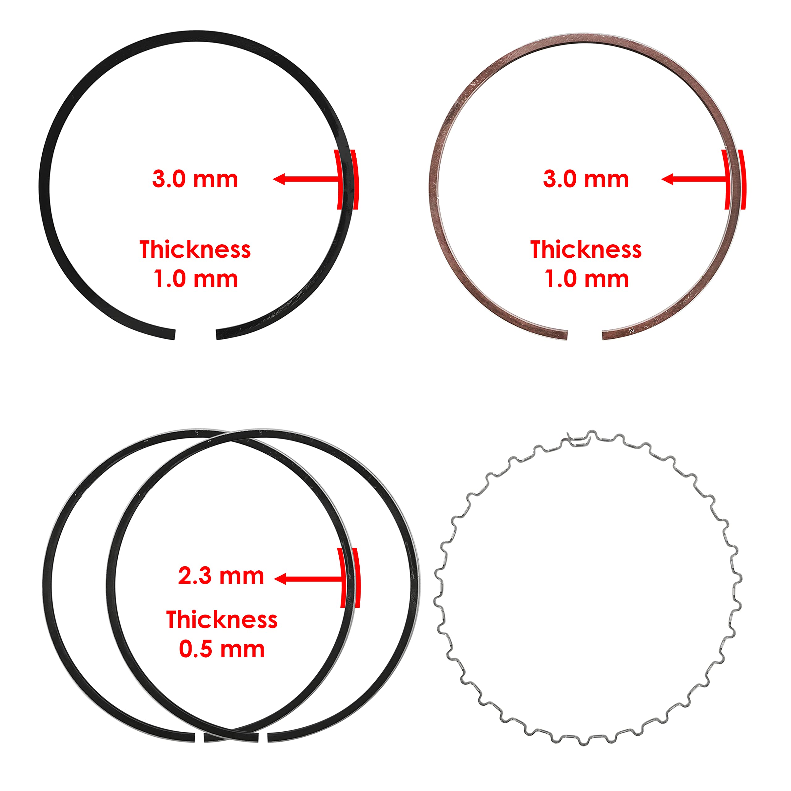 Caltric Piston Ring compatible with Kawasaki Lakota 300 Kef300A Kef 300A Kef 300 A 1995-2000