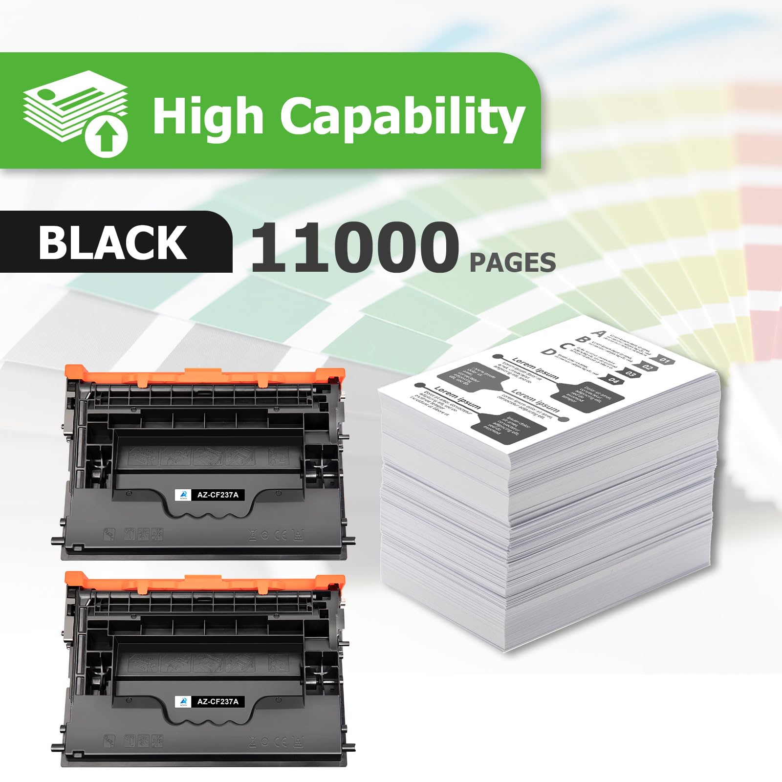 Aztech Compatible Toner Cartridge Replacement for HP 37A CF237A M607 M608 Toner Enterprise M607n M607dn M608n M608dn M608x M609 MFP M631 M632 M633 Ink Printer (Black, 2-Packs)