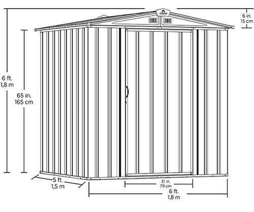 ARROW 6' x 5' EZEE Galvanized Steel Low Gable Shed Charcoal, Storage Shed with Peak Style Roof