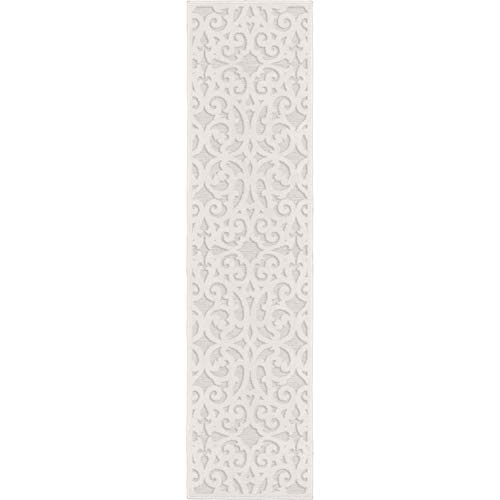 Orian Sculpted 4704 Indoor/Outdoor High-Low Debonair Natural Runner Rug, 1'11" x 7'6", Ivory
