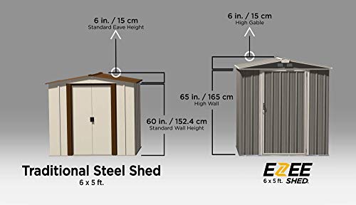 ARROW 6' x 5' EZEE Galvanized Steel Low Gable Shed Charcoal, Storage Shed with Peak Style Roof