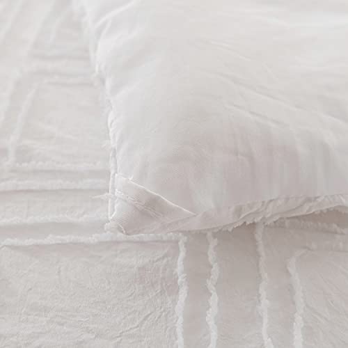 SLEEPBELLA California King Comforter Set Microfiber White Bedding Set Diamond Tufted Design, Soft and Fluffy Cal King Sizd Bed Comforter for All Seasons