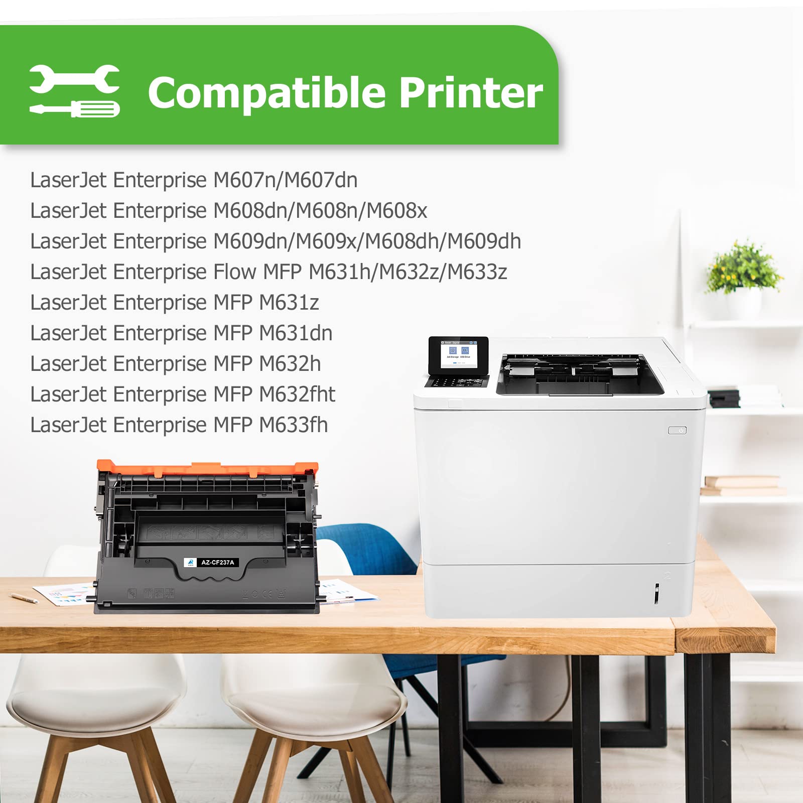 Aztech Compatible Toner Cartridge Replacement for HP 37A CF237A M607 M608 Toner Enterprise M607n M607dn M608n M608dn M608x M609 MFP M631 M632 M633 Ink Printer (Black, 2-Packs)