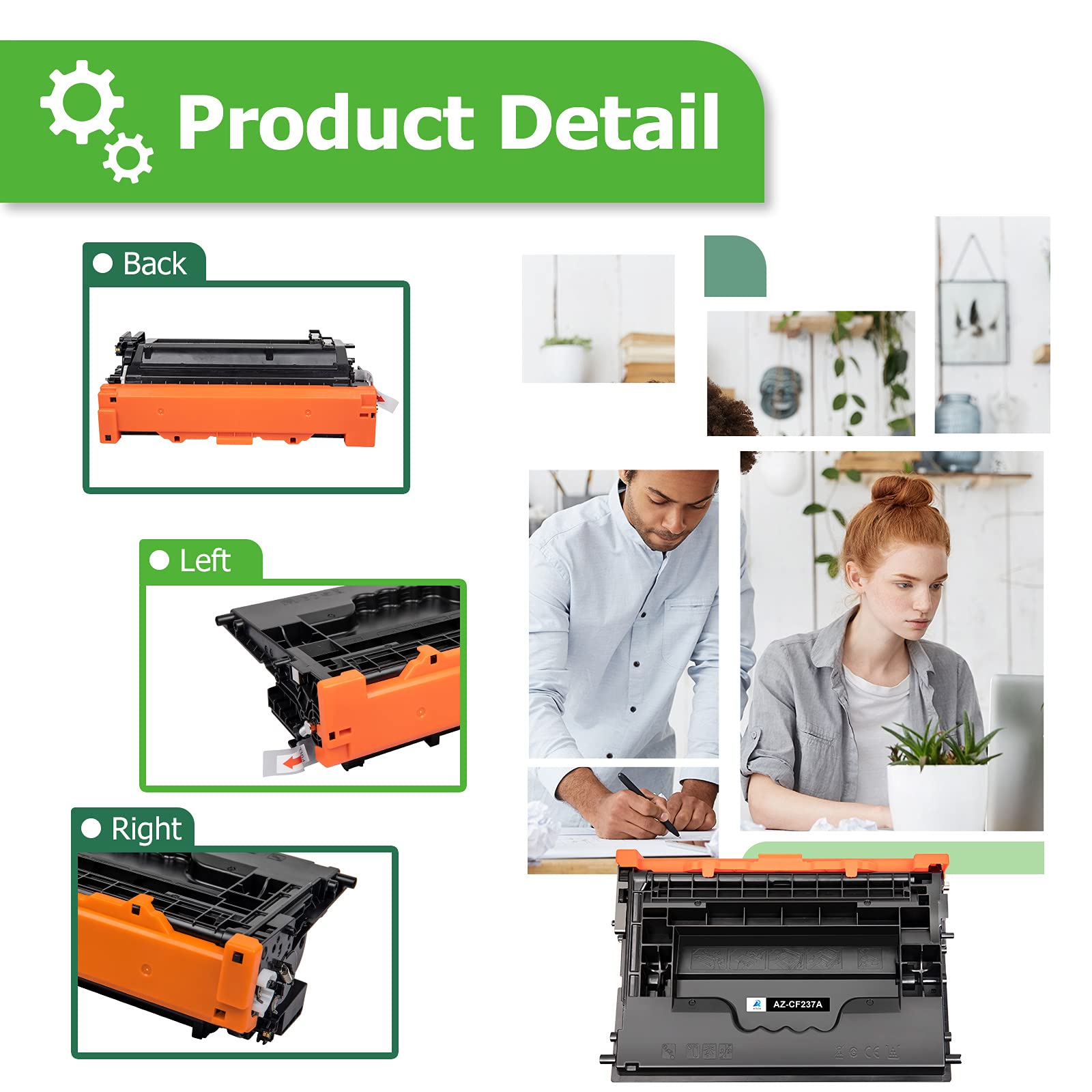 Aztech Compatible Toner Cartridge Replacement for HP 37A CF237A M607 M608 Toner Enterprise M607n M607dn M608n M608dn M608x M609 MFP M631 M632 M633 Ink Printer (Black, 2-Packs)