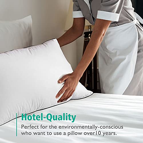 APSMILE Goose Feather Down Pillows -Single Pack Soft Bed Pillows for Sleeping 100% Organic Cotton Standard Size Hotel-Quality Pillows Insert for Stomach/Back Sleepers