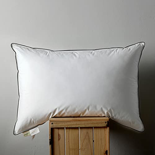 APSMILE Goose Feather Down Pillows -Single Pack Soft Bed Pillows for Sleeping 100% Organic Cotton Standard Size Hotel-Quality Pillows Insert for Stomach/Back Sleepers